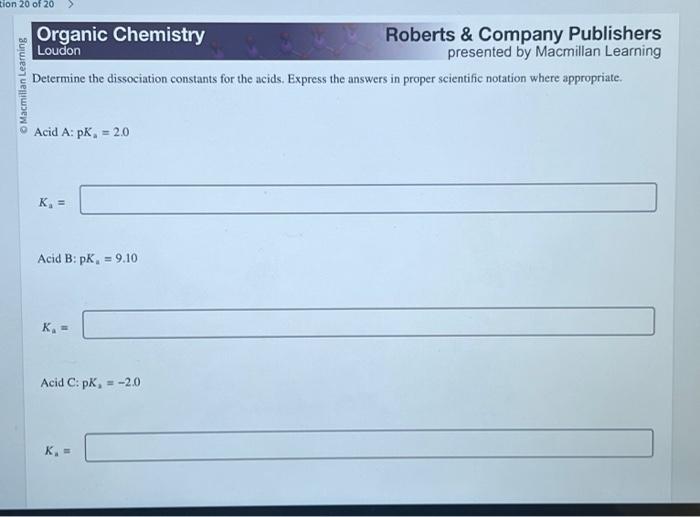 Solved Determine The Dissociation Constants For The Acids