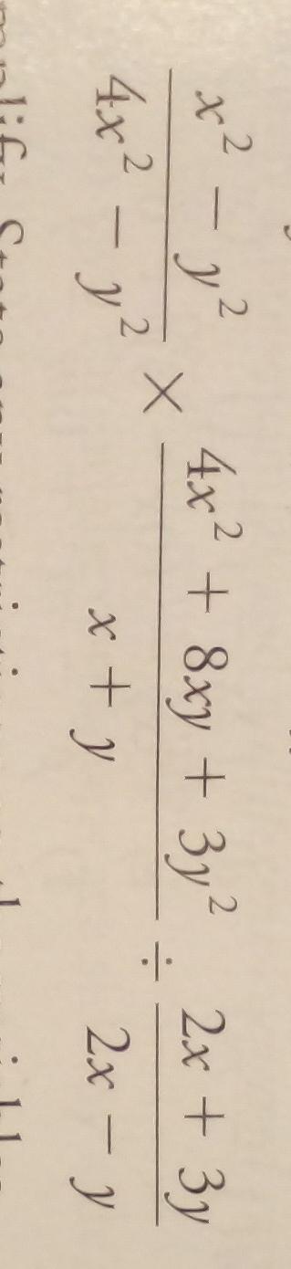 Solved 4x2−y2x2−y2×x+y4x2+8xy+3y2÷2x−y2x+3y | Chegg.com