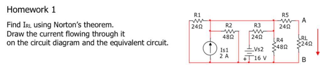 Solved Find IRL using Norton's theorem.Draw the current | Chegg.com