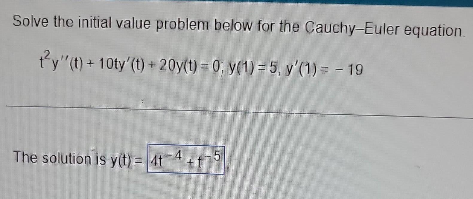 Solved Solve the initial value problem below for the | Chegg.com