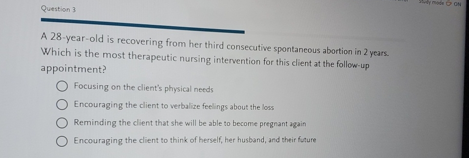 Solved Question 3A 28-year-old is recovering from her third | Chegg.com