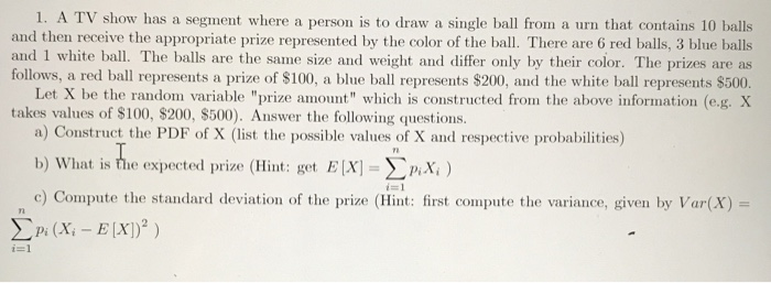 Solved 1. A TV show has a segment where a person is to draw | Chegg.com