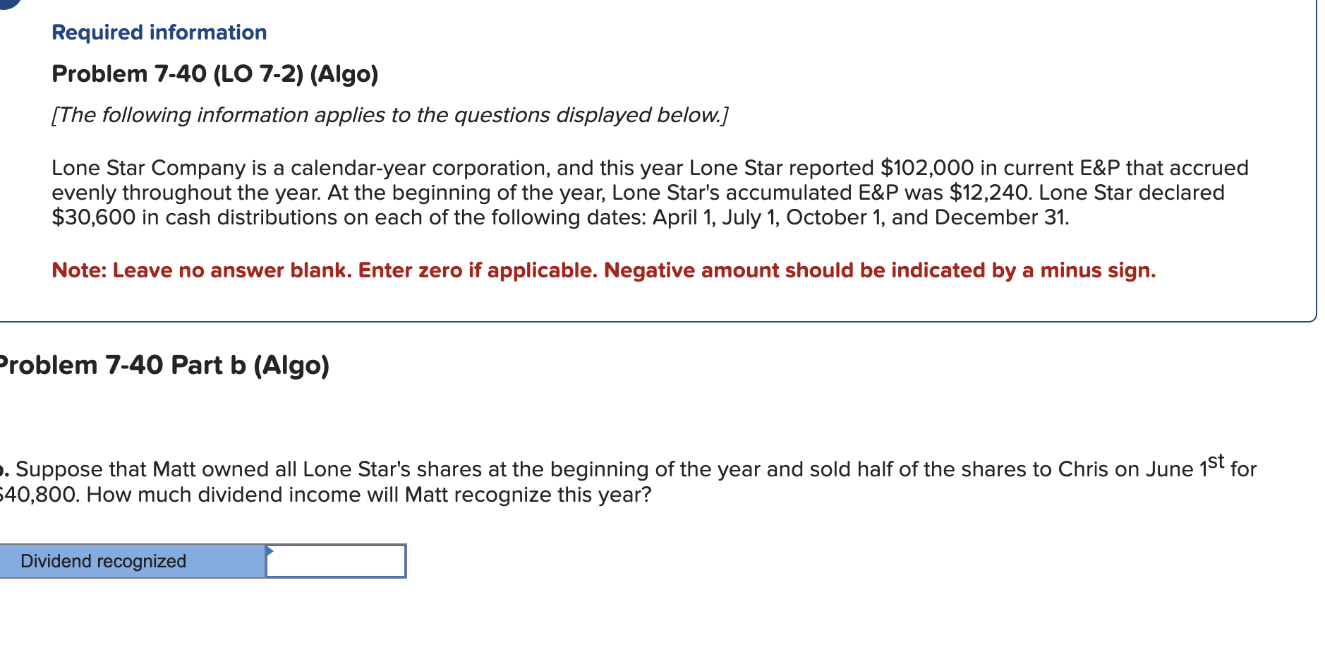 Solved Required information Problem 7-40 (LO | Chegg.com