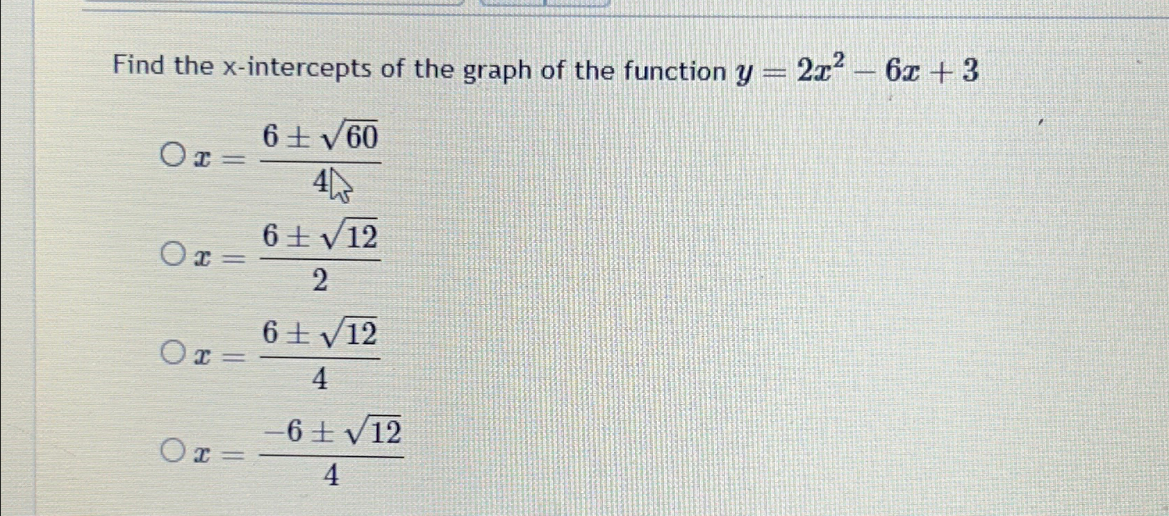 Solved Find the x-intercepts of the graph of the function | Chegg.com