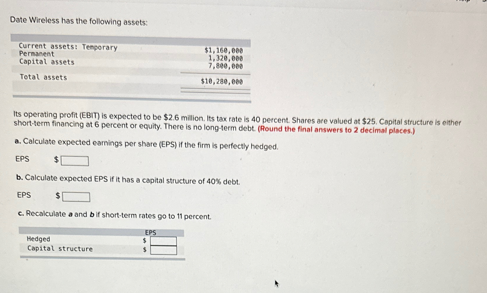 Solved Date Wireless has the following | Chegg.com