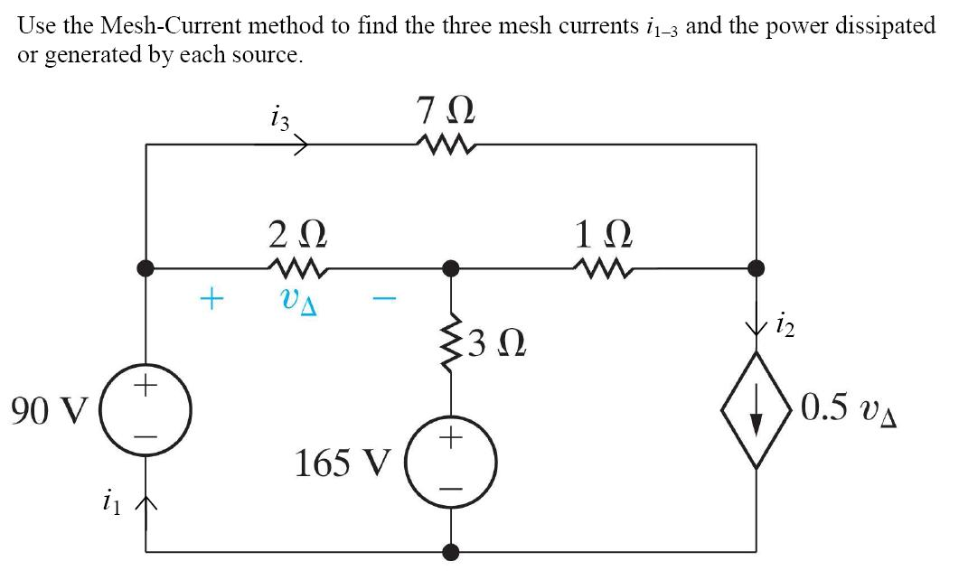 Solved Use the Mesh-Current method to find the three mesh | Chegg.com