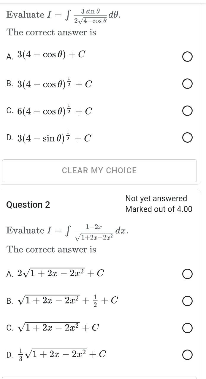 Solved Evaluate \\( I=\\int \\frac{3 \\sin \\theta}{2 | Chegg.com
