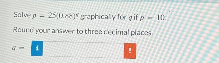 Solved Solve p 25(0.88) graphically for q if p = 10. Round | Chegg.com