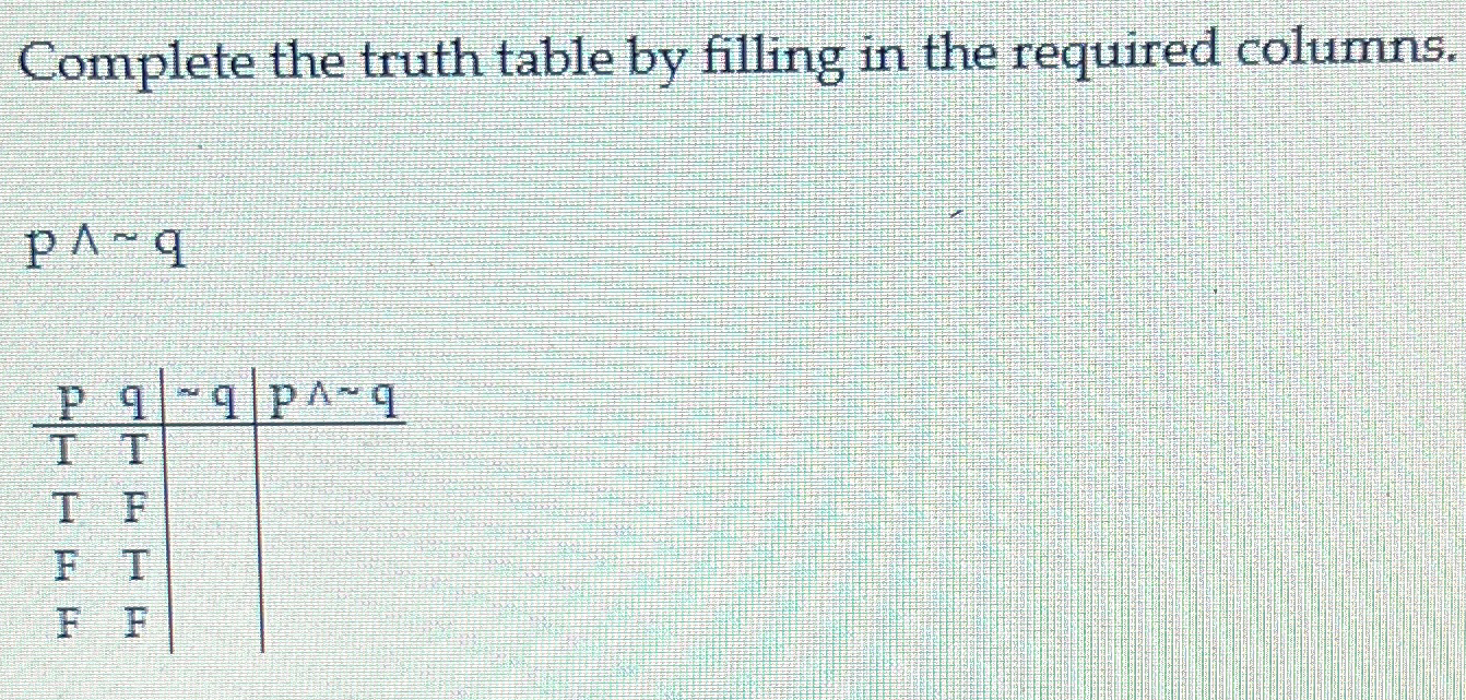 Solved Complete the truth table by filling in the required | Chegg.com