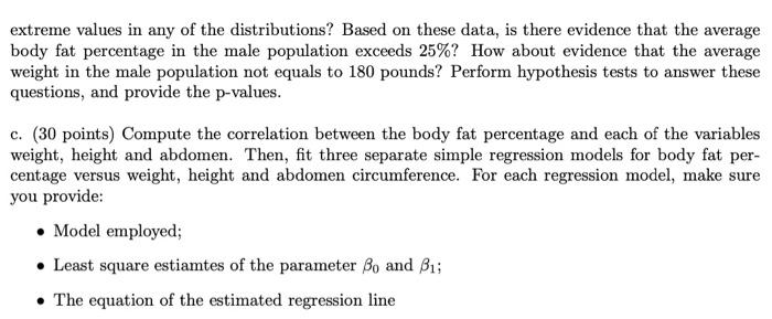 Solved Applied questions: Data analysis of body fat dataset | Chegg.com