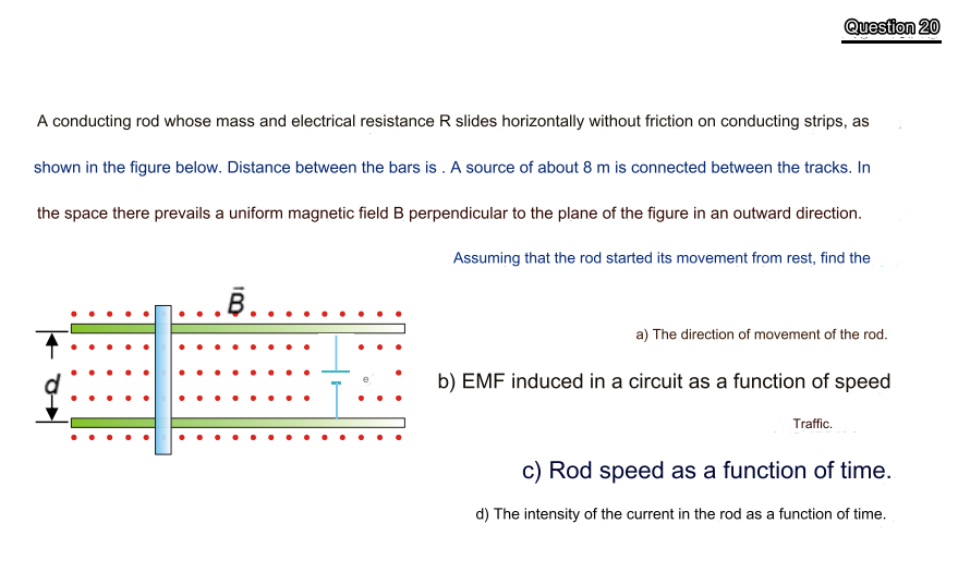 Solved A conducting rod whose mass and electrical resistance | Chegg.com