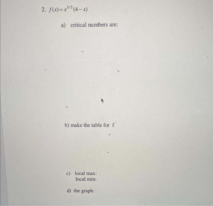 Solved Definition: A critical number of a function f is a | Chegg.com