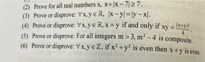Solved (2) Prove for all real numbers x, X+/x - 712 7. (3) | Chegg.com