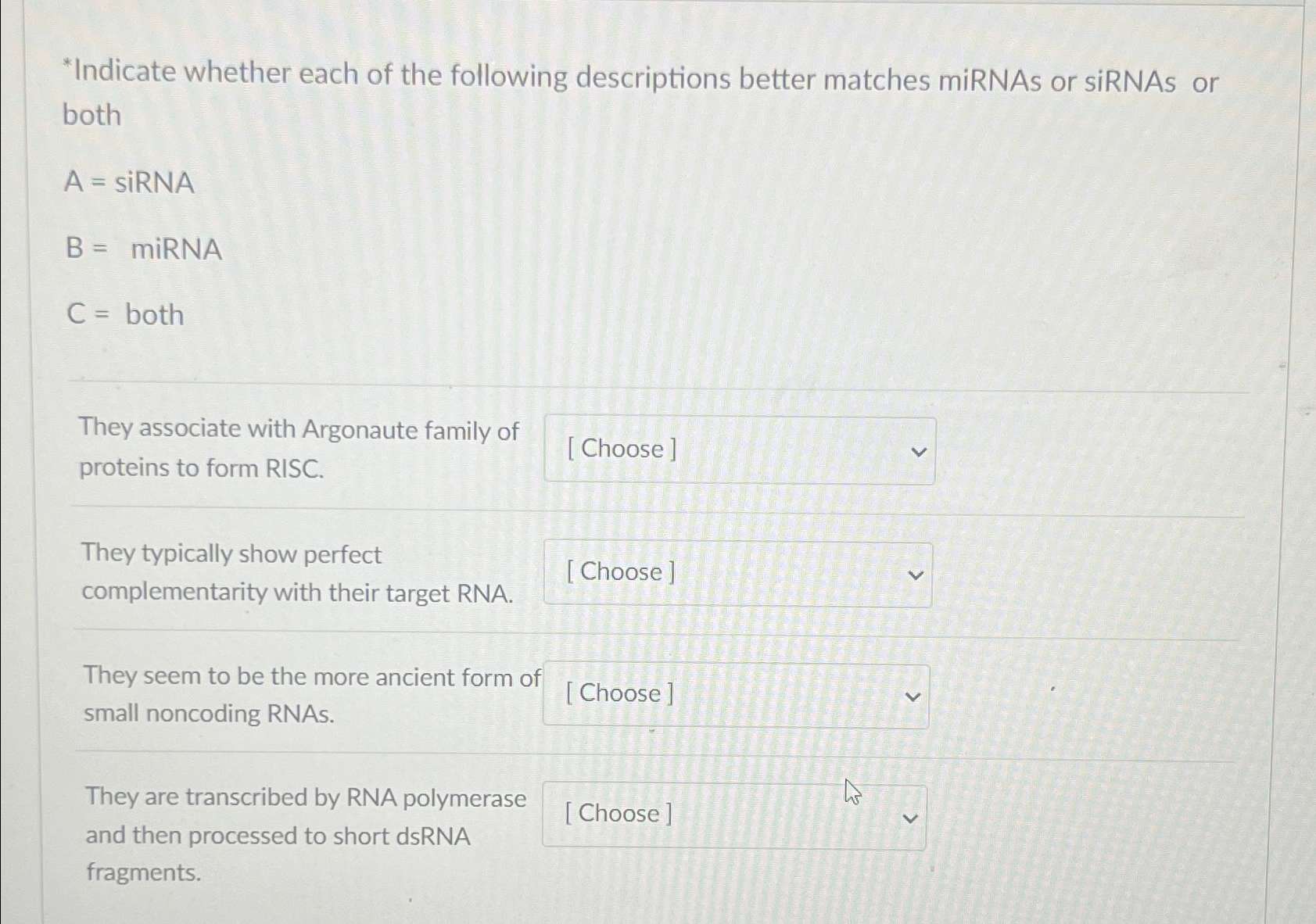 Solved *Indicate whether each of the following descriptions | Chegg.com