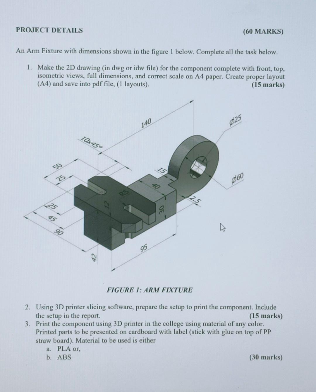 An Arm Fixture with dimensions shown in the figure 1 | Chegg.com