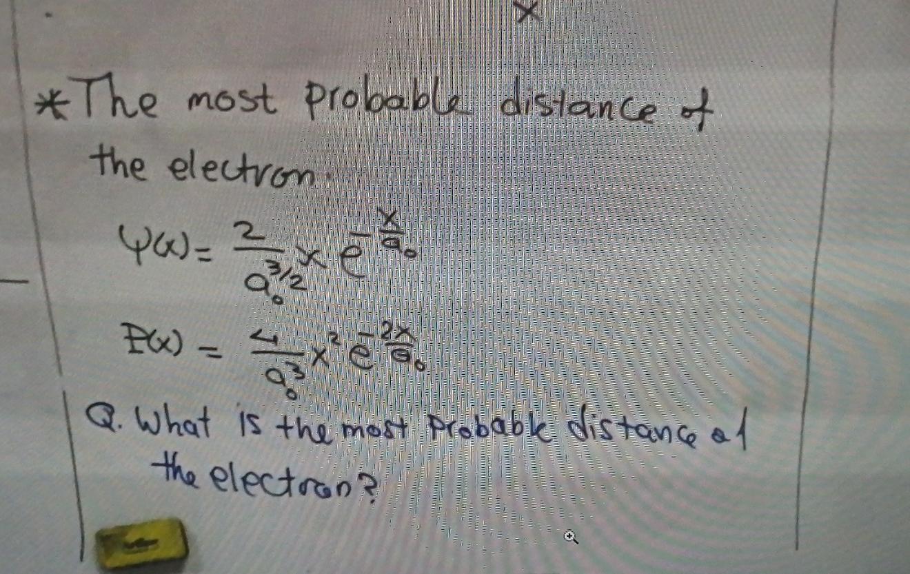 Solved The Most Probable Distance Of The Electron 4 X 2