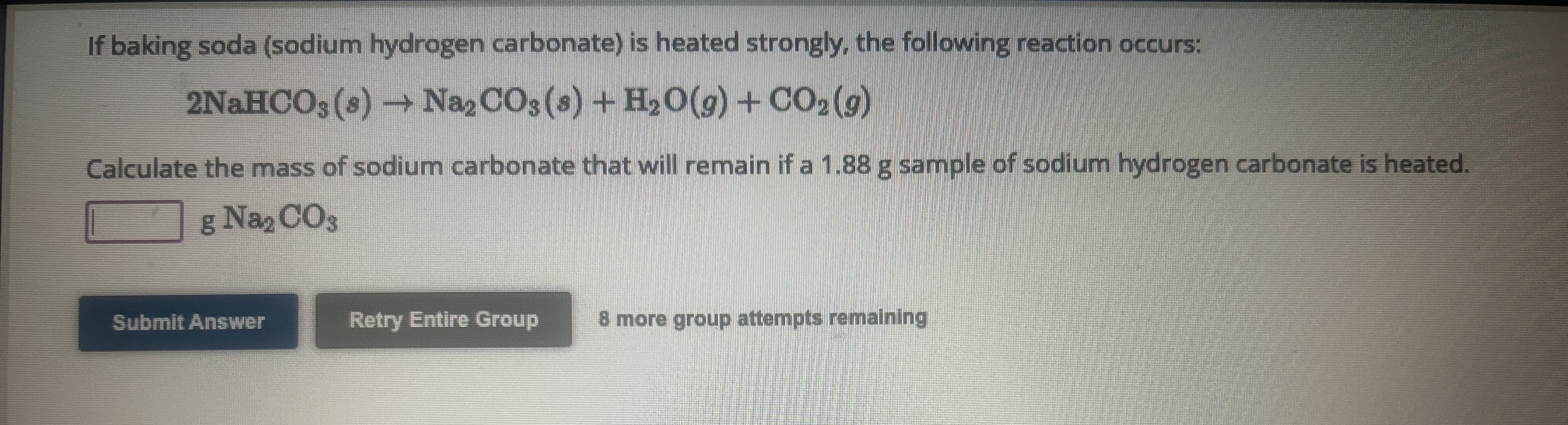 Solved If baking soda (sodium hydrogen carbonate) ﻿is heated | Chegg.com