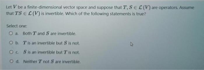 Solved Let V be a finite-dimensional vector space and | Chegg.com