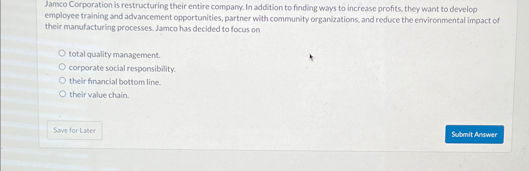 Solved Jamco Corporation is restructuring their entire | Chegg.com