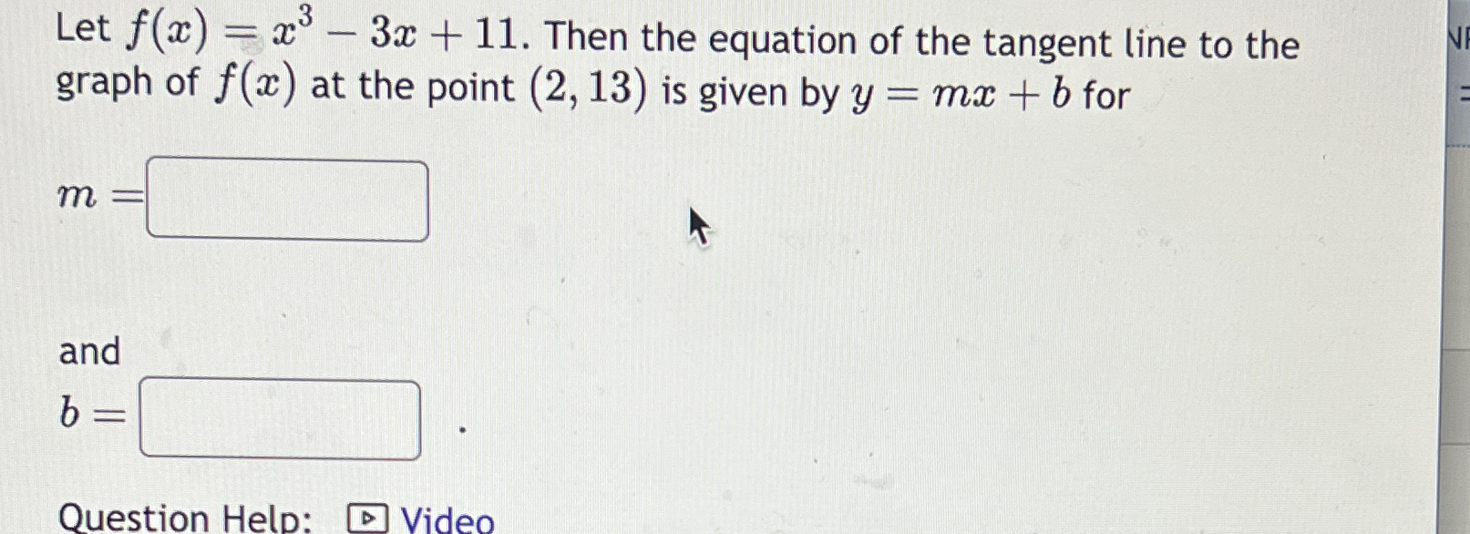 Solved Let f(x)=x3-3x+11. ﻿Then the equation of the tangent | Chegg.com