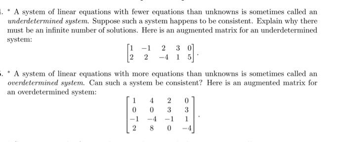 Solved A System Of Linear Equations With Fewer Equations
