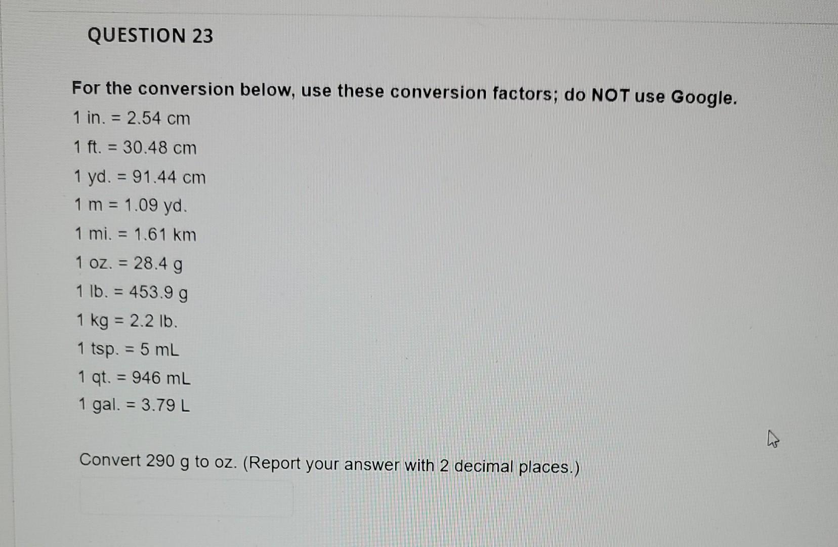 Solved For the conversion below, use these conversion | Chegg.com