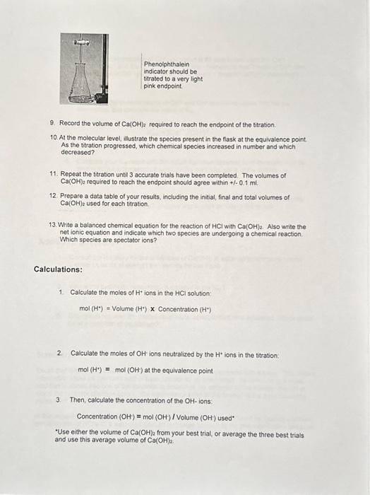 The Ksp of Calcium Hydroxide by Titration of HCl | Chegg.com