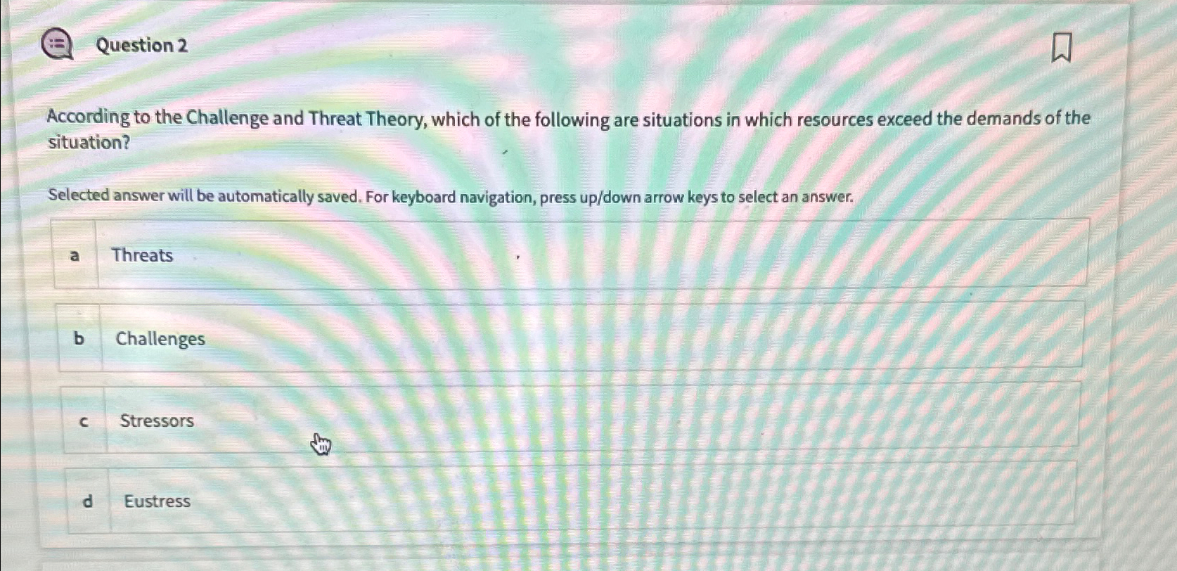 Solved (2)Question 2According to the Challenge and Threat | Chegg.com