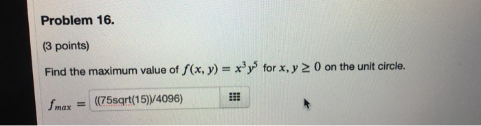 Solved Problem 16 3 Points Find The Maximum Value Of Fx