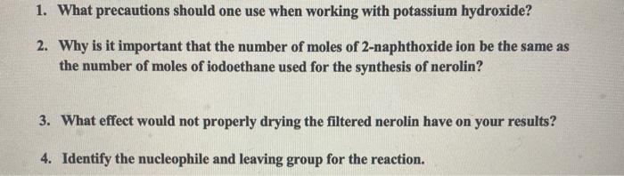 Solved 1. What precautions should one use when working with | Chegg.com