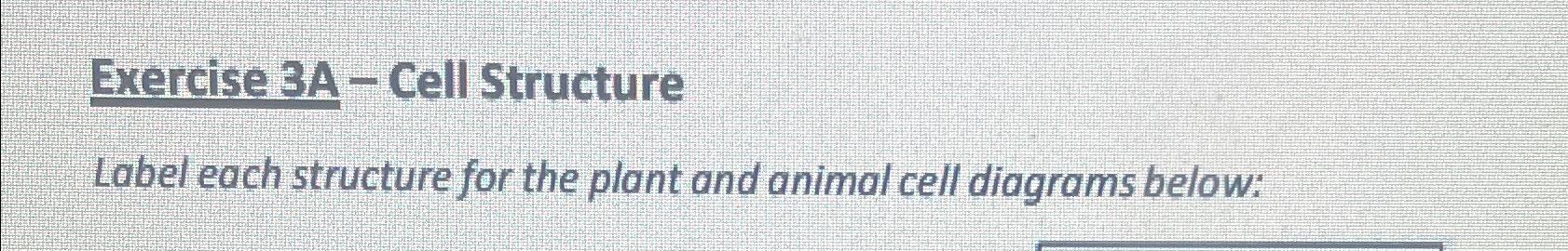 Solved Exercise 3A-Cell StructureLabel each structure for | Chegg.com