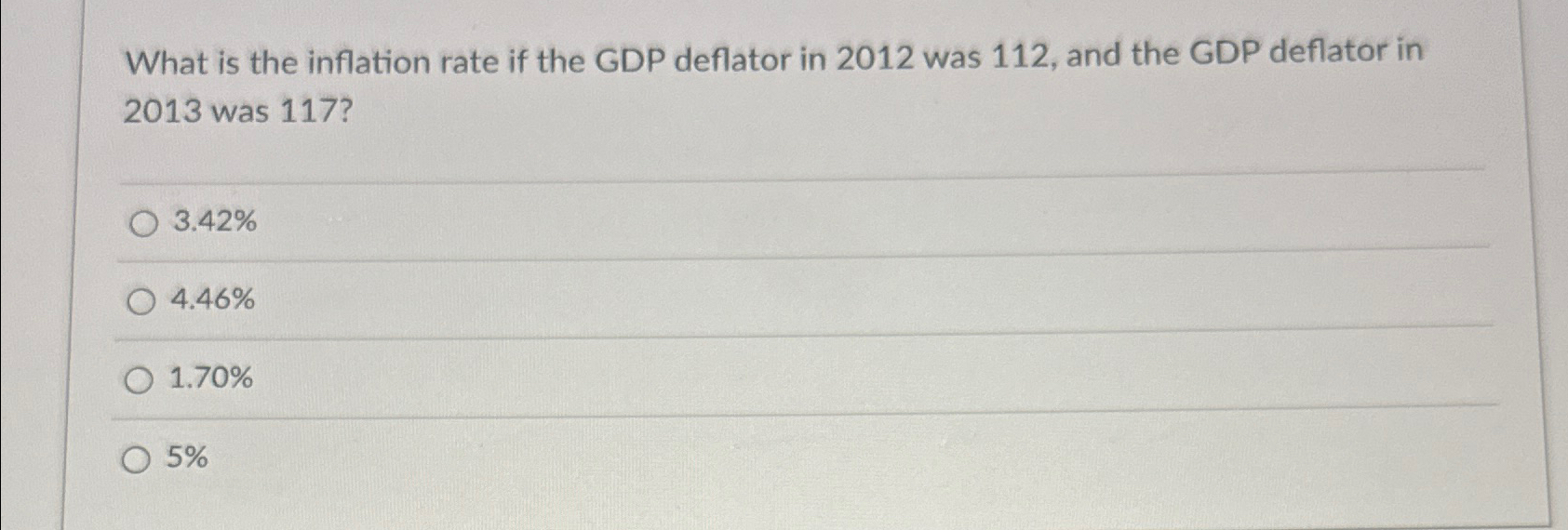 Solved What is the inflation rate if the GDP deflator in | Chegg.com