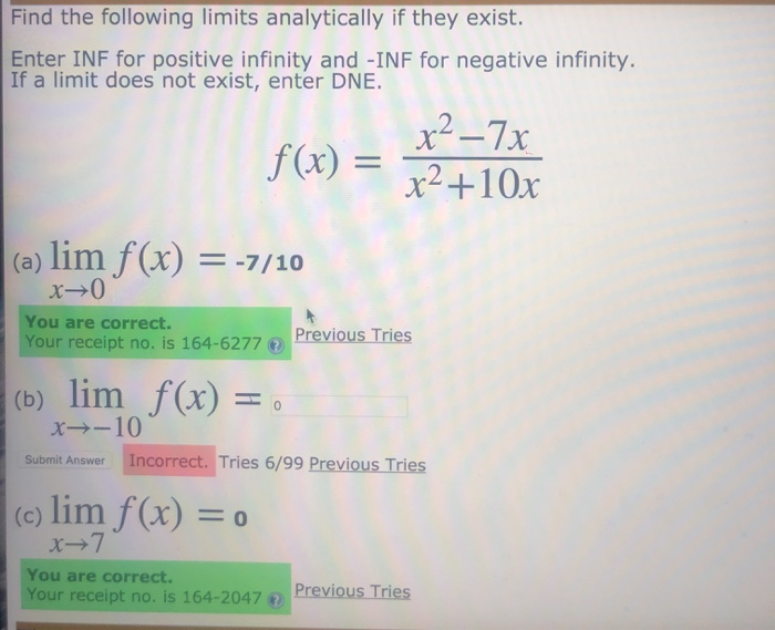 Solved Find the following limits analytically if they exist. | Chegg.com
