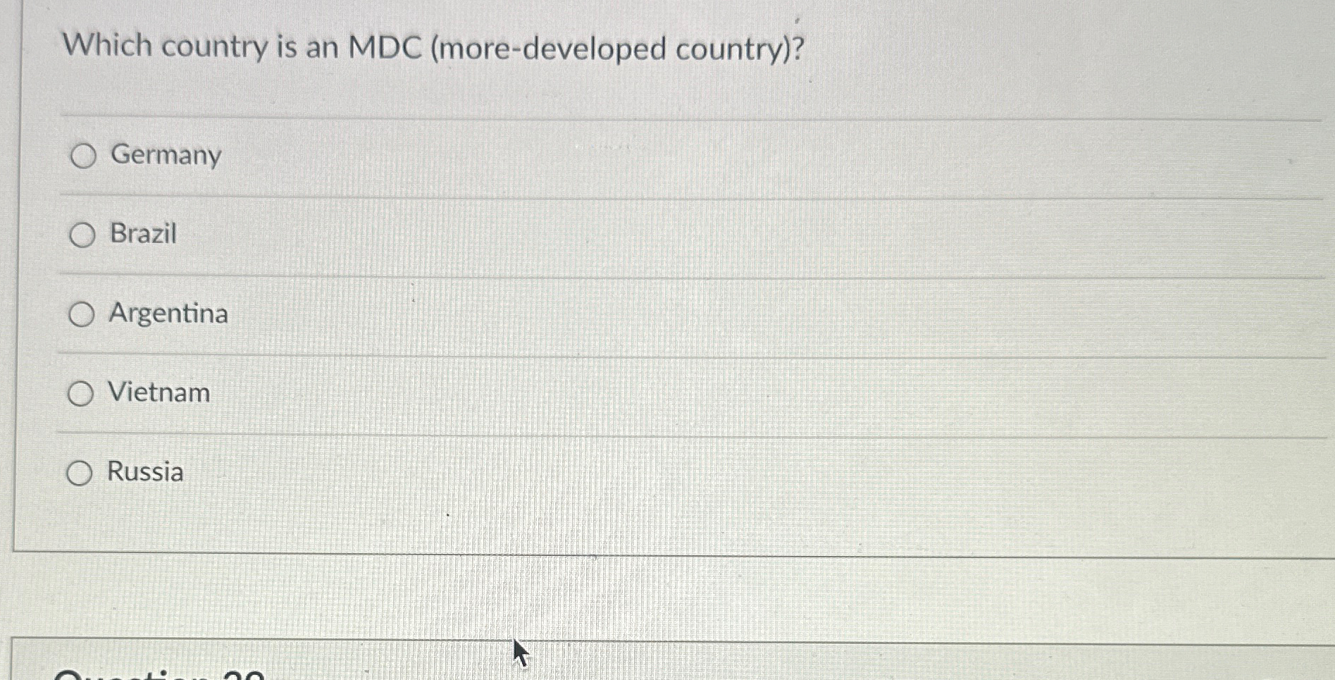Solved Which country is an MDC (more-developed | Chegg.com