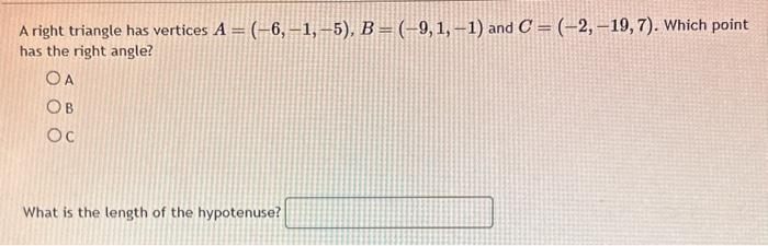 Solved A right triangle has vertices | Chegg.com