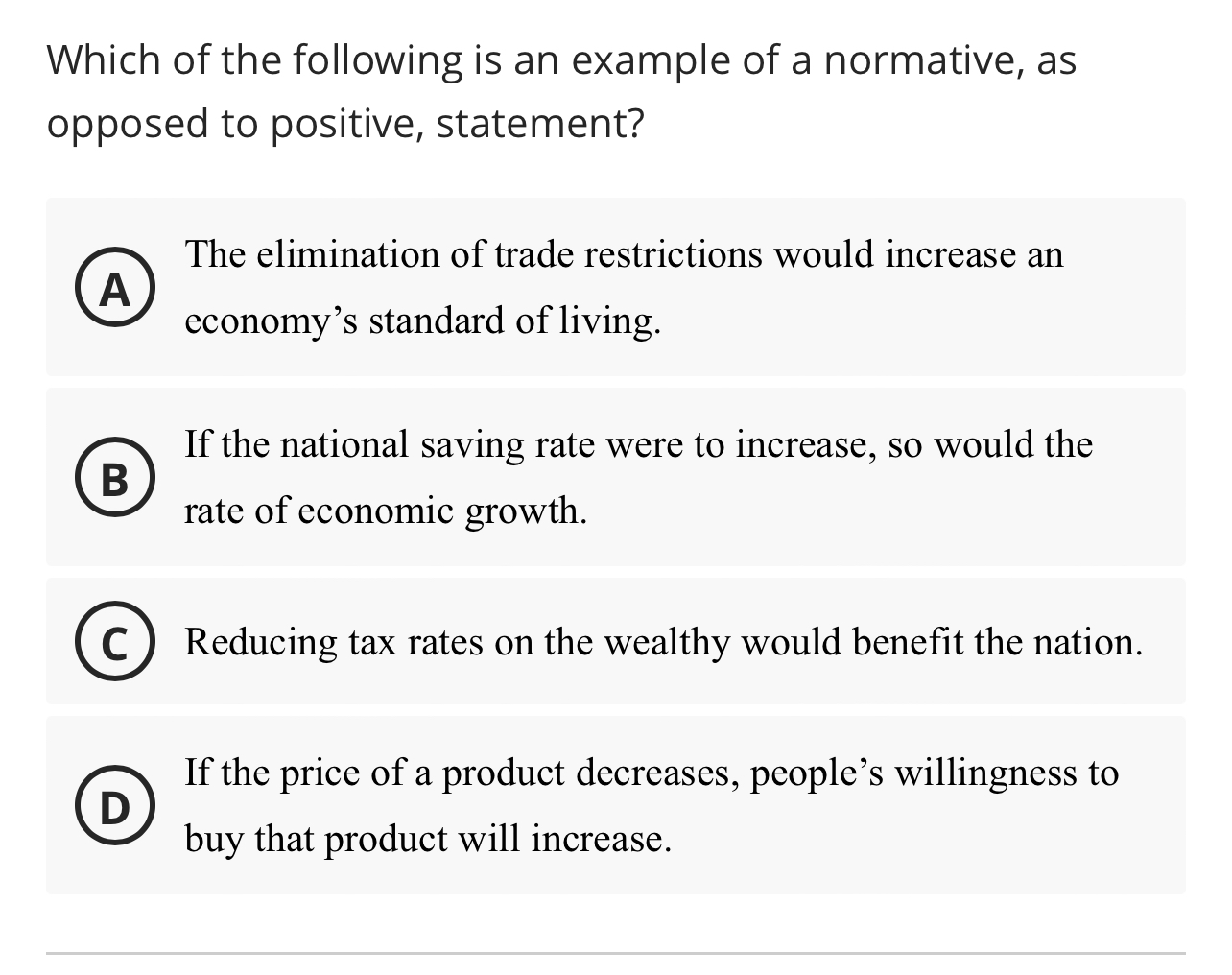 Solved Which of the following is an example of a normative, | Chegg.com