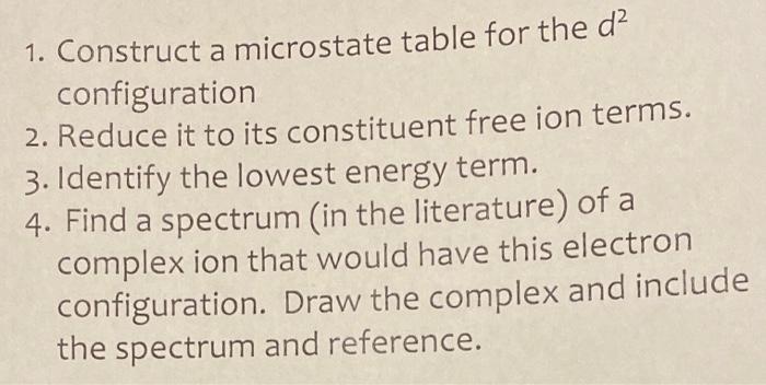 Solved 1. Construct a microstate table for the d? | Chegg.com