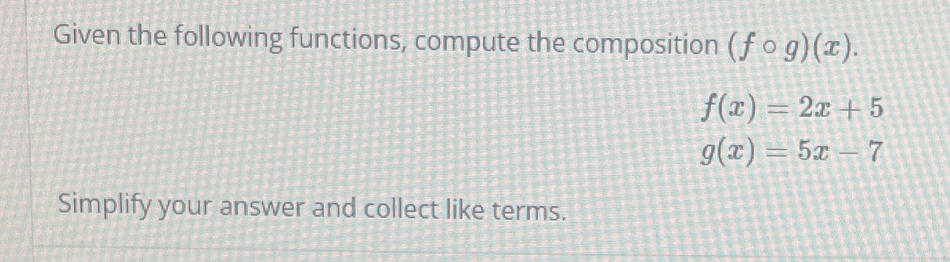 Solved Given the following functions, compute the | Chegg.com