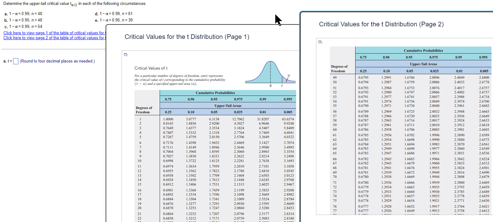 Solved Determine the upper-tail critical value for A - ﻿E. | Chegg.com