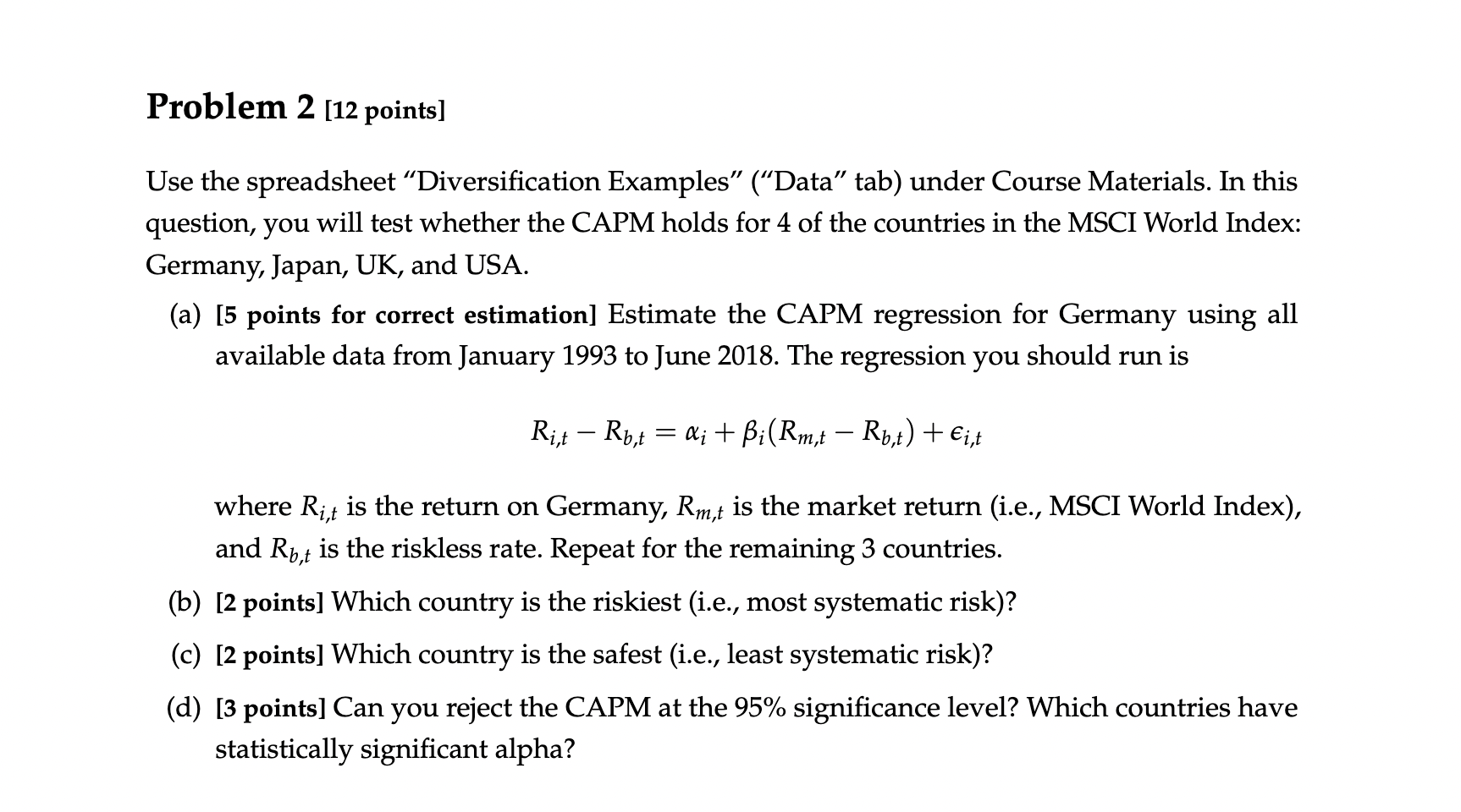 Solved Problem 2 [12 ﻿points]Use the spreadsheet | Chegg.com