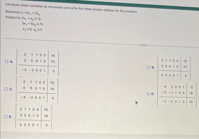 Solved Introduce slack variables as necessary and write the | Chegg.com