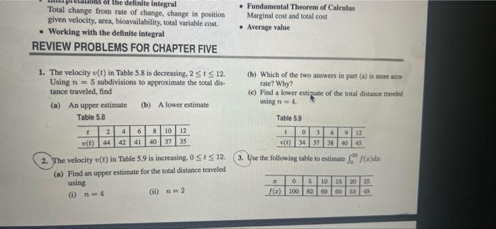 Solved of the definite integral Total change from rate of | Chegg.com