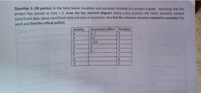 Solved Question 3. (30 points): In the table below, | Chegg.com