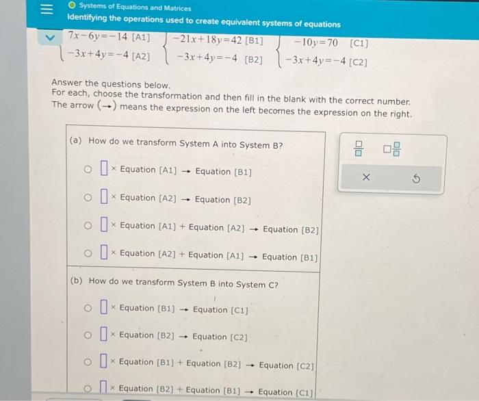 Solved O Systems of Equations and Matrices Identifying the | Chegg.com Solved O Systems of Equations and Matrices Identifying the | Chegg.com