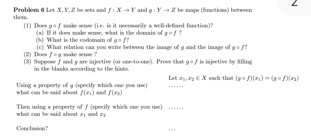 Solved Problem 6 ﻿Let x,Y,Z ﻿be sets and f:x→Y ﻿and g:Y→Z | Chegg.com