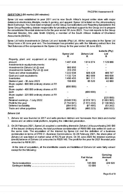 Solved FAC 3764 Assessment 9 QUESTION 2 (Continued) 15. The | Chegg.com