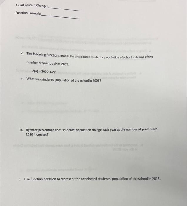 Solved 1-unit Percent Change: Function Formula: 2. The | Chegg.com