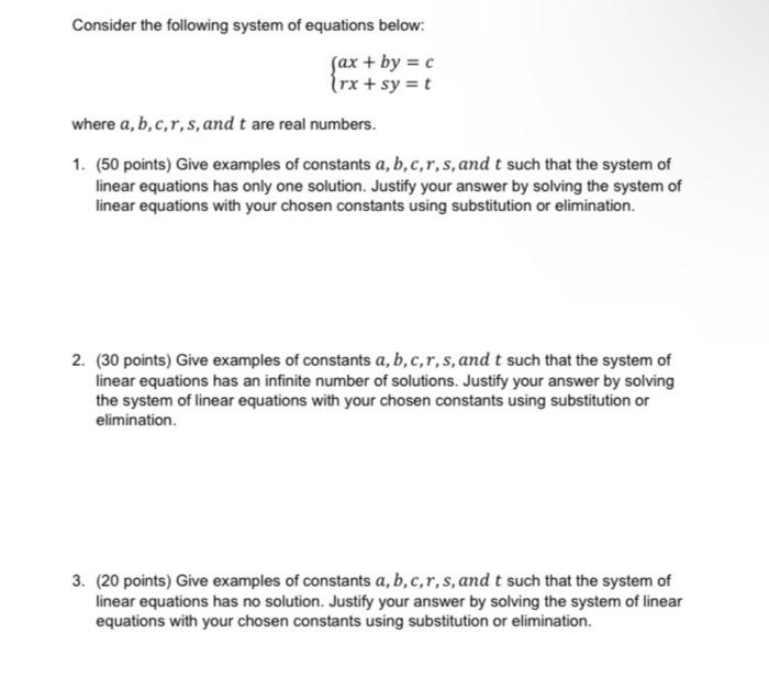 Solved Consider the following system of equations below: | Chegg.com