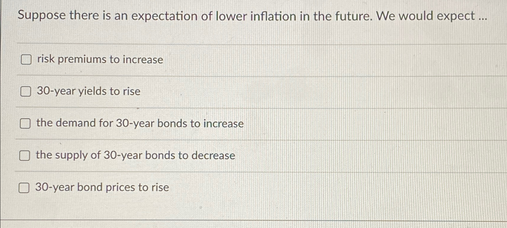 Solved Suppose there is an expectation of lower inflation in | Chegg.com