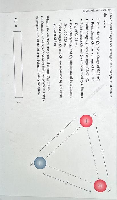 Solved Three point charges are arranged in a triangle as | Chegg.com